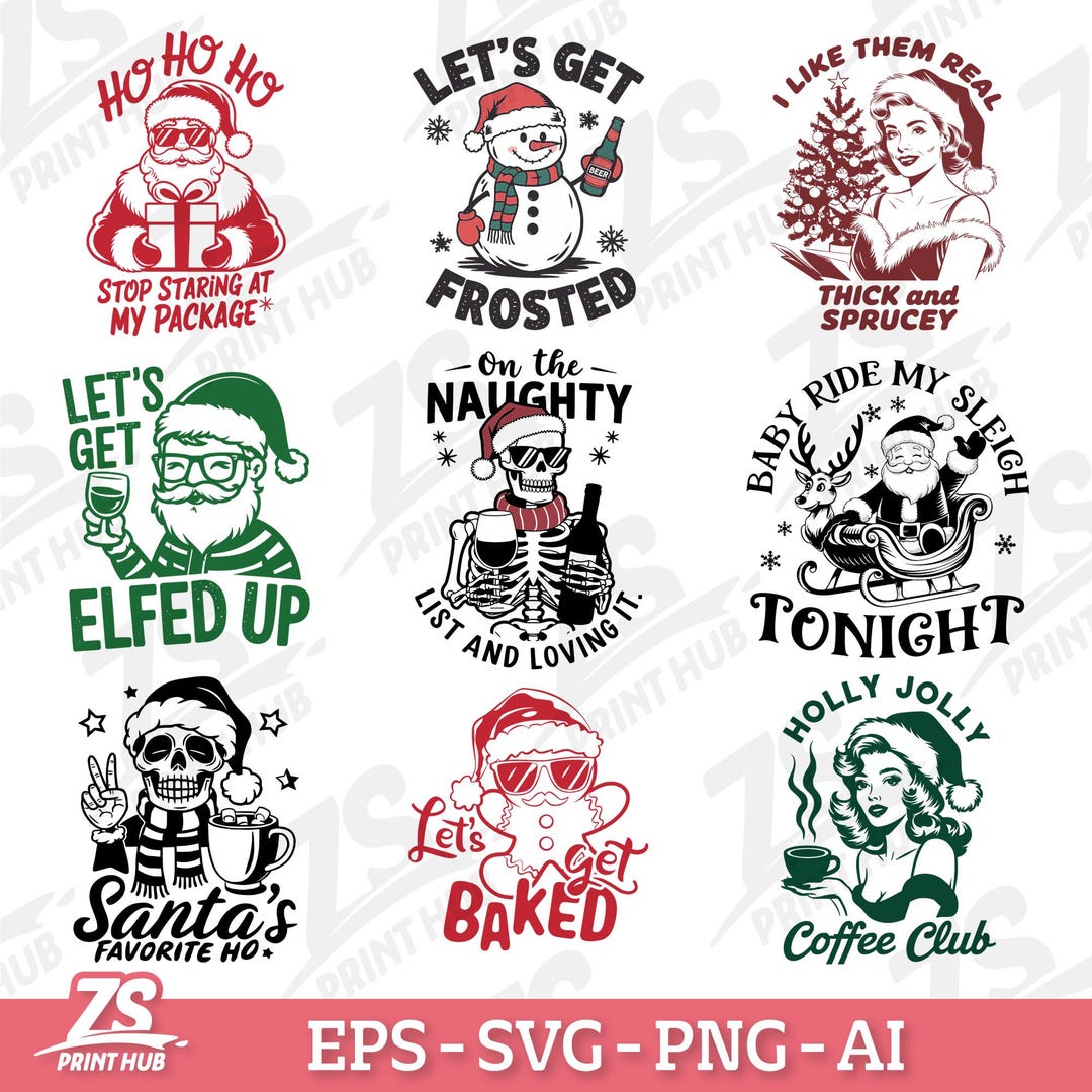 Snarky Christmas Svg Bundle, Funny Christmas Humor Png, Sarcastic Santa ...