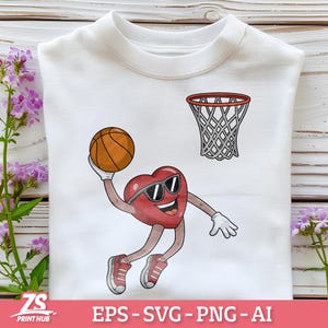 Basketball Heart SVG PNG Digital Download, Funny Sports Valentine's Day ...