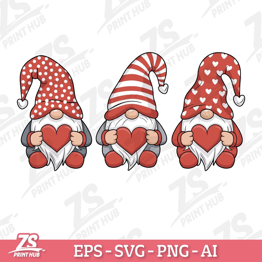 Gnome Holding Heart Valentine's Day SVG PNG Digital Download, Cute Love ...