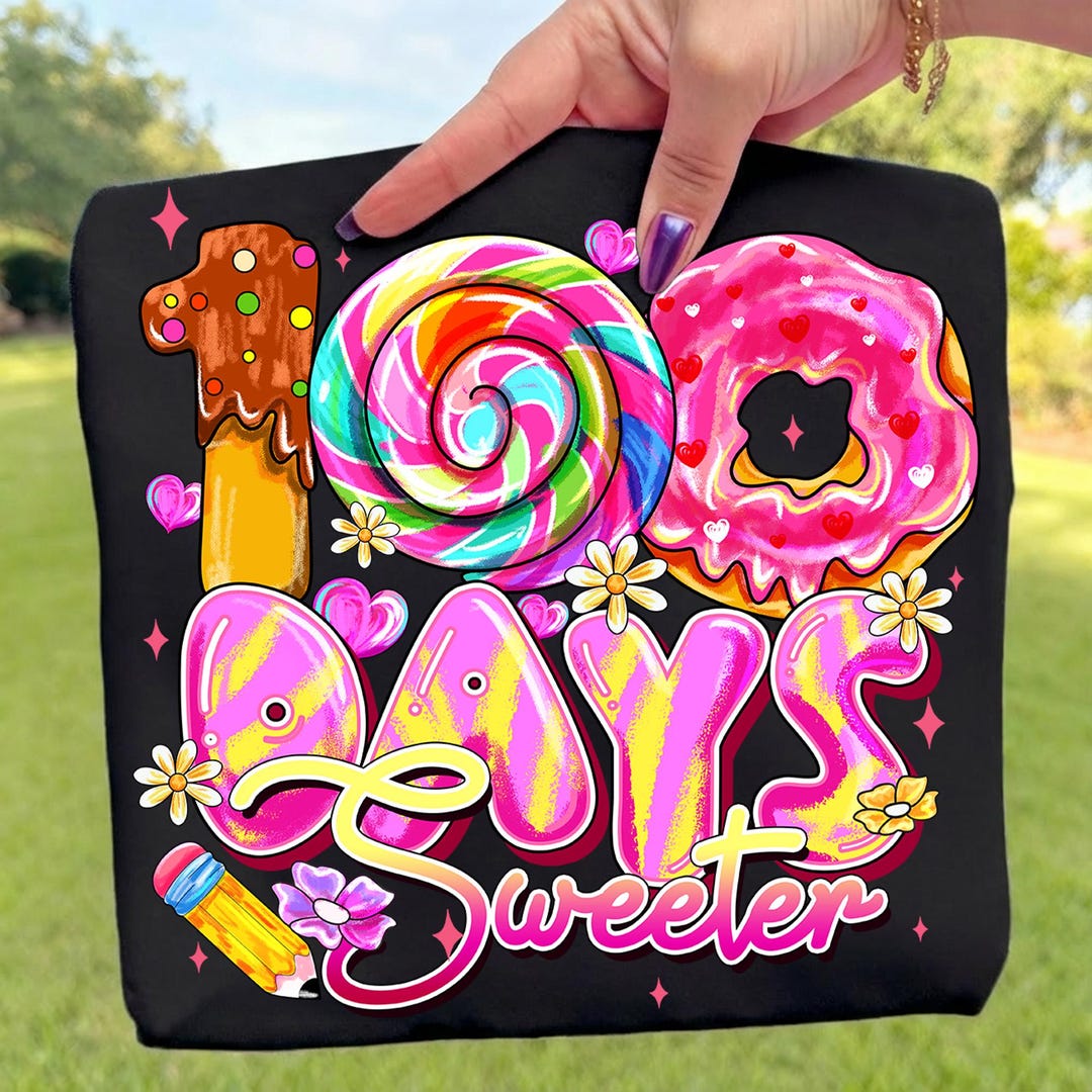 100 Days Sweeter Png, Donut 100th Day Png, Candy School Png, Lollipop ...
