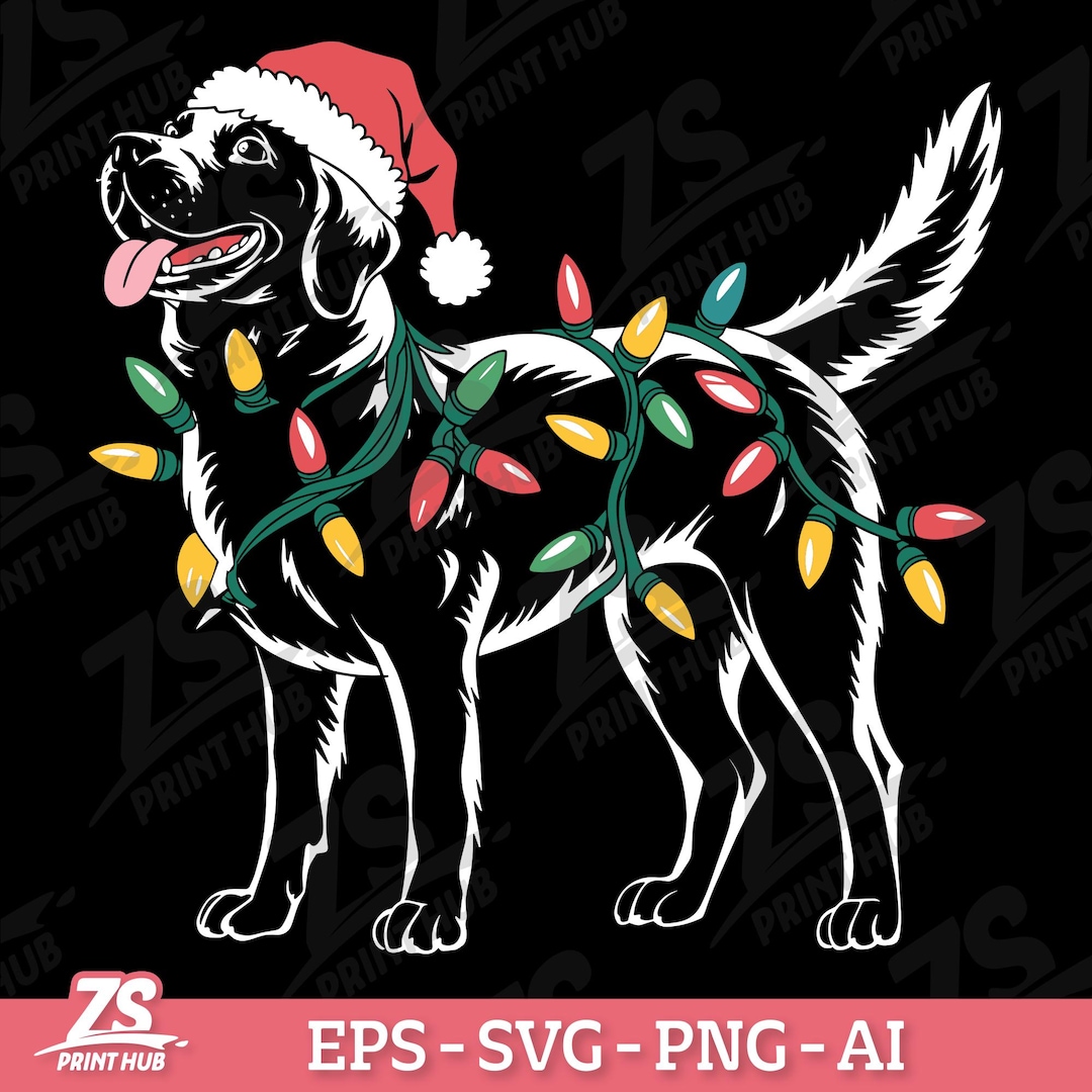 Christmas Labrador Svg, Christmas Lights Santa Labrador Png, Funny ...