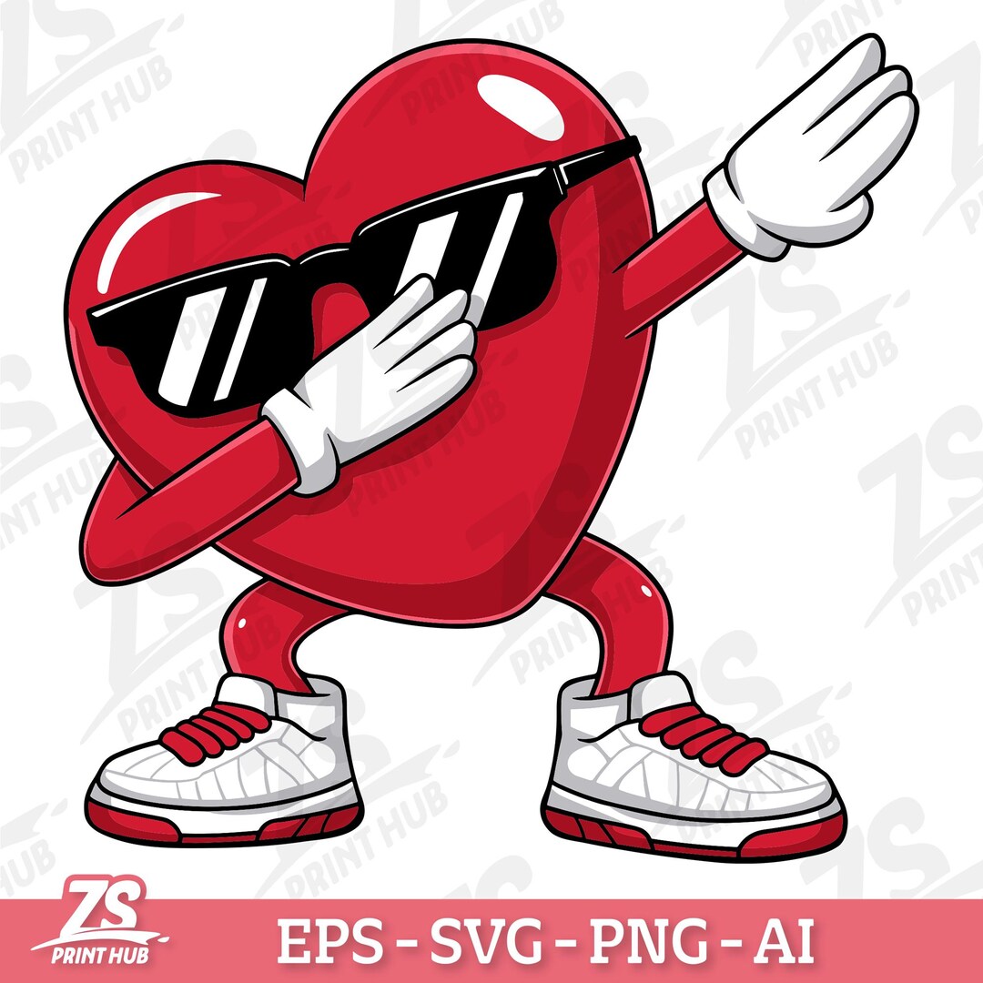 Dabbing Heart SVG PNG Digital Download, Cool Valentine's Day Clipart ...