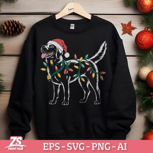 Christmas Labrador Svg, Christmas Lights Santa Labrador Png, Funny ...