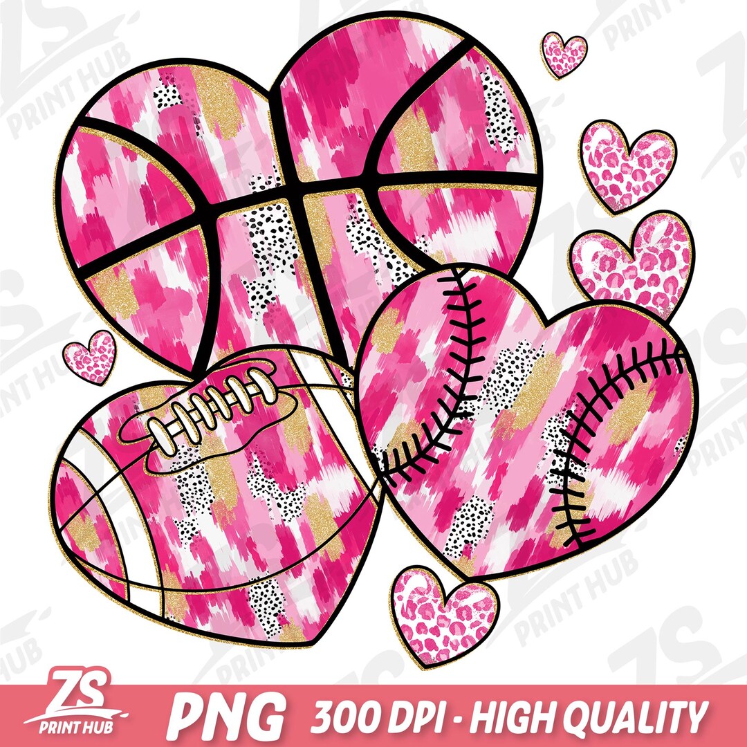 Valentine Sports Brushstroke Png, Sports Heart Png, Baseball, Soccer ...