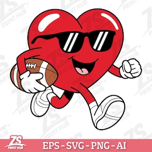 Heart Football SVG PNG, Valentine's Day Sports Clipart, Cute Football ...
