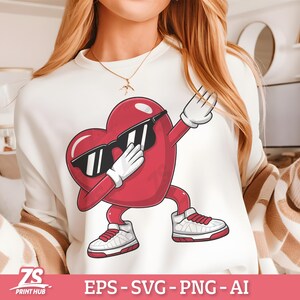 Dabbing Heart SVG PNG Digital Download, Cool Valentine's Day Clipart ...