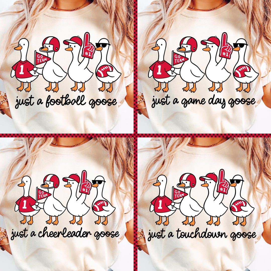 Red Football Goose PNG Bundle, Game Day Goose PNG, Cheerleader Goose ...