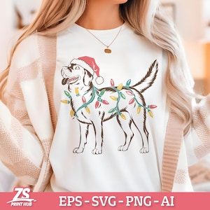 Christmas Labrador Svg, Christmas Lights Santa Labrador Png, Funny ...