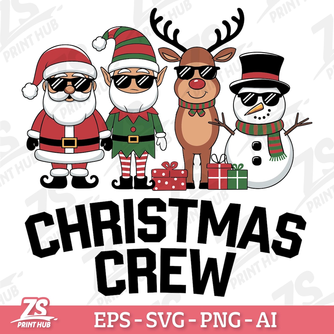Christmas Crew SVG PNG Digital Download, Funny Santa Elf Reindeer ...