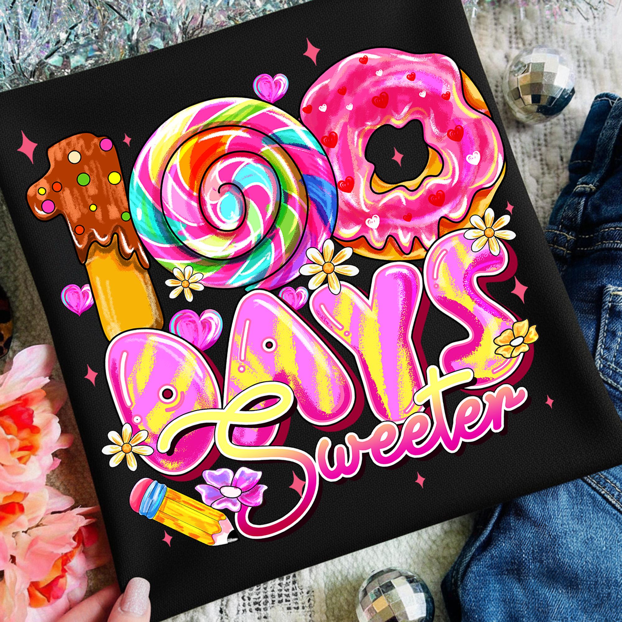 100 Days Sweeter Png, Donut 100th Day Png, Candy School Png, Lollipop ...