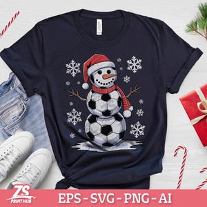 Soccer Snowman SVG PNG Digital Download, Santa Hat Winter Sports ...