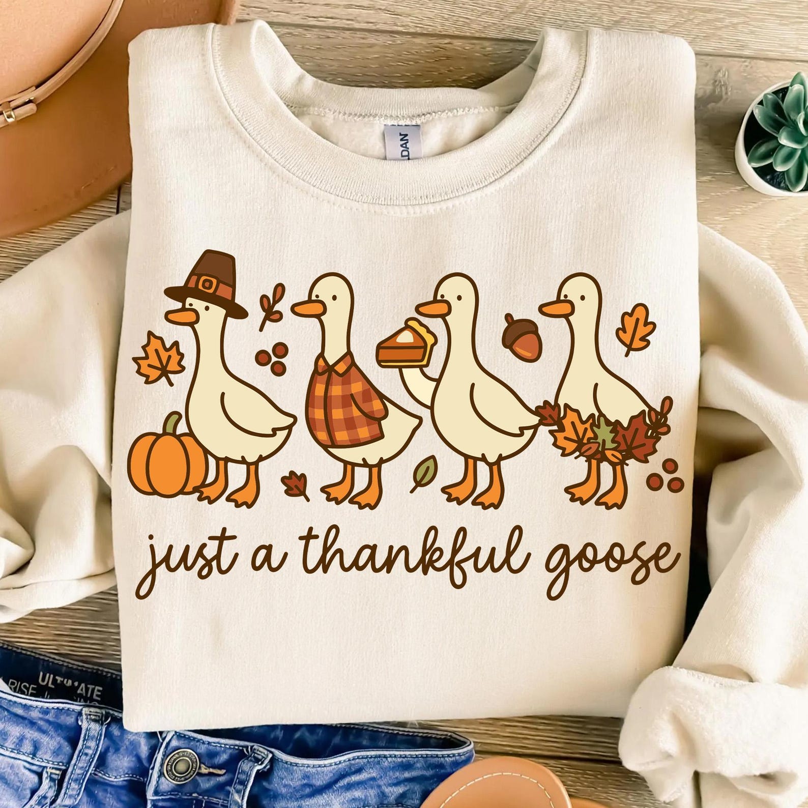 Just a Thankful Goose PNG, Funny Thanksgiving Sublimation Design, Fall ...