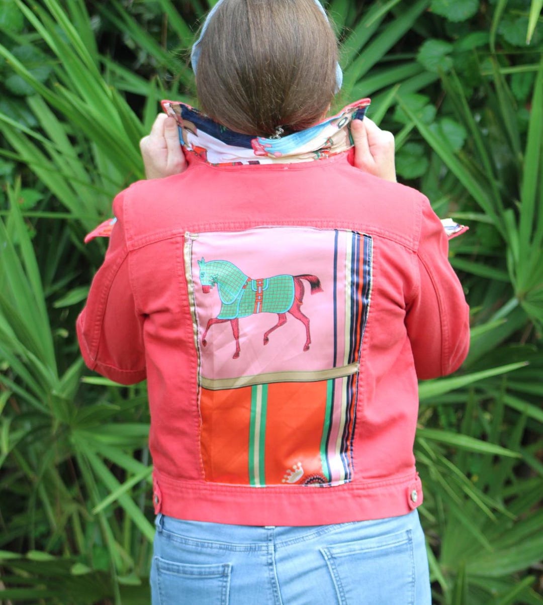Royal Red Equestrian Denim Jacket - Etsy