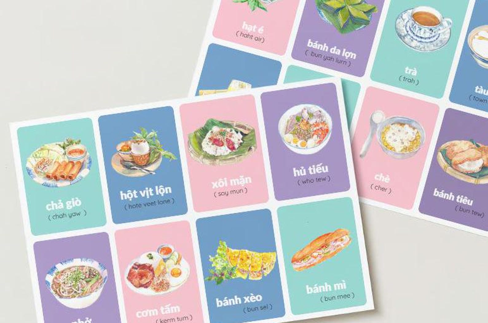 Vietnamese Food and Drinks Printable Flashcards Educational Materials ...