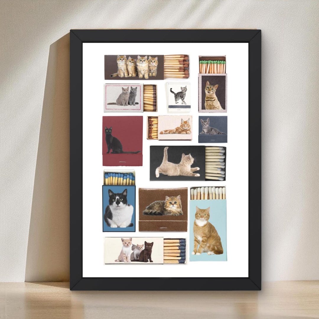 Cat Matchbook Print | Digital Download | Cat Art | Vintage Wall Art ...