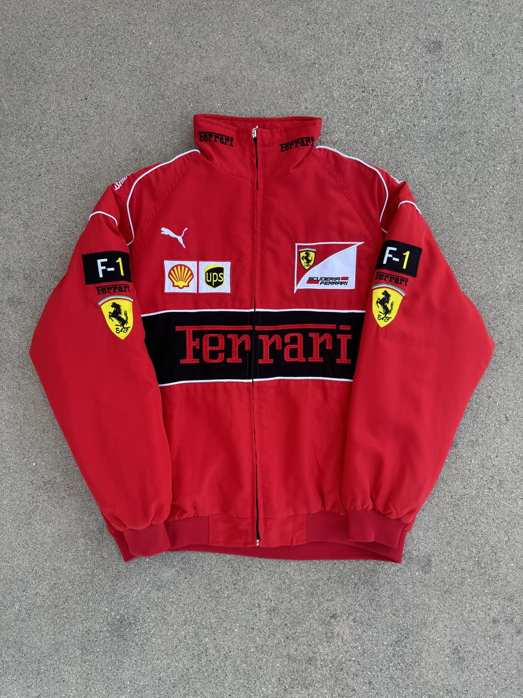 Red Ferrari Jacket Embroidered Cotton Padded F1 Racing Jacket - Etsy