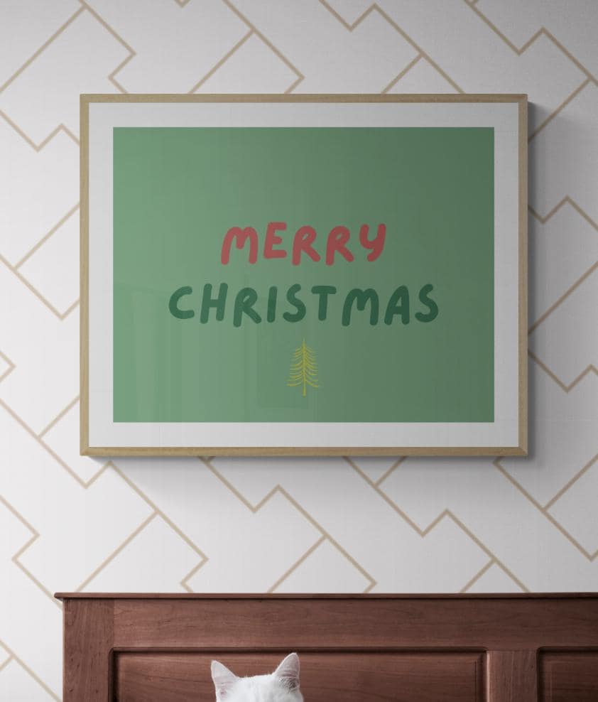 Merry Christmas Sign Printable | Holiday Wall Art Digital Download ...