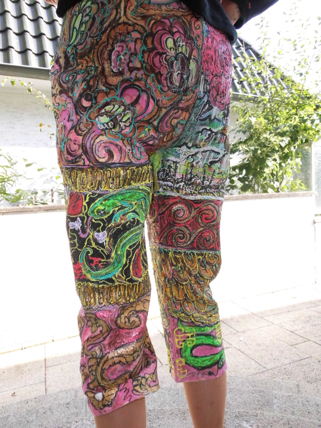 Hand Painted Jeans Trouser Size S-M. - Etsy