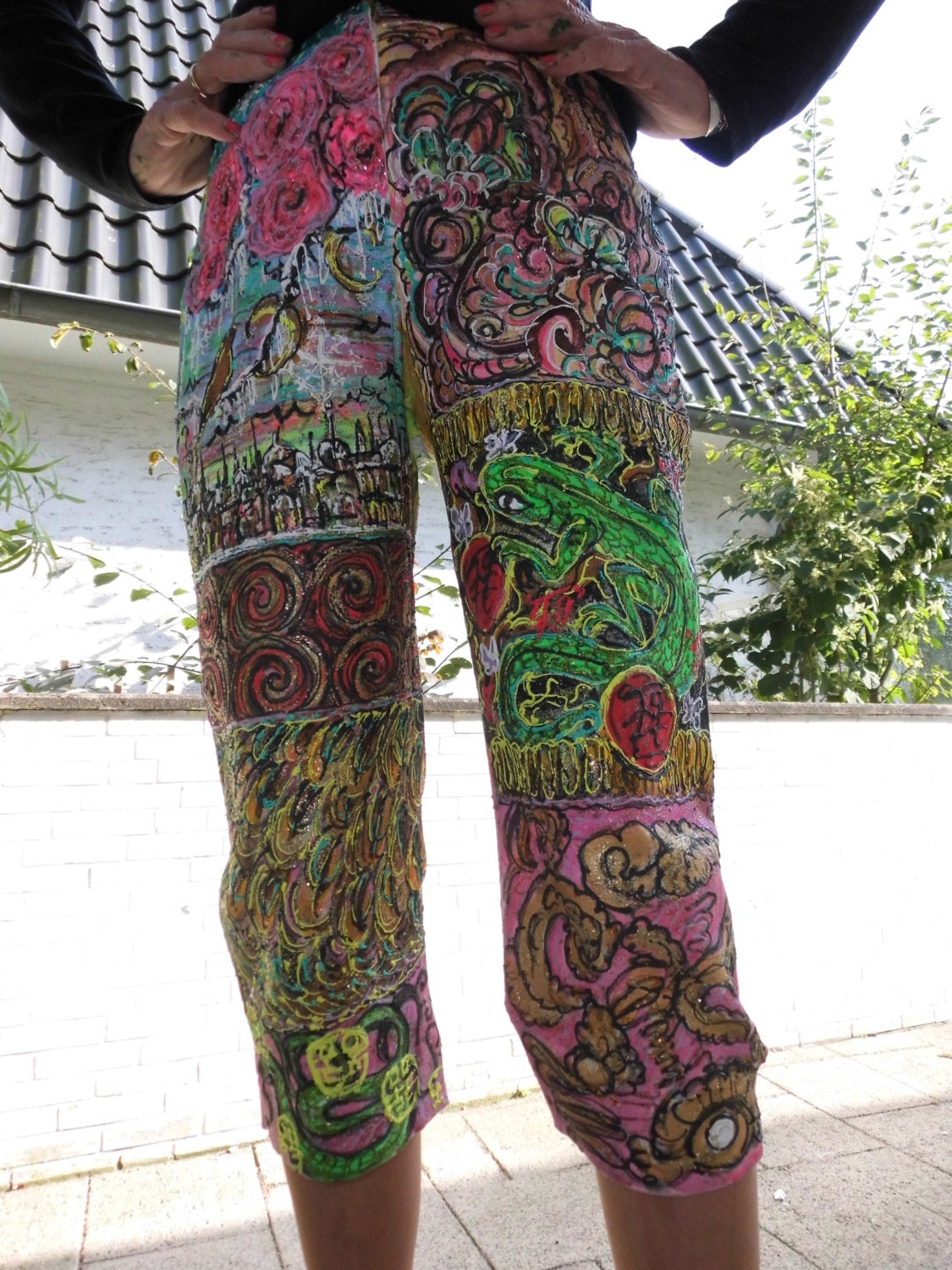 Hand Painted Jeans Trouser Size S-M. - Etsy