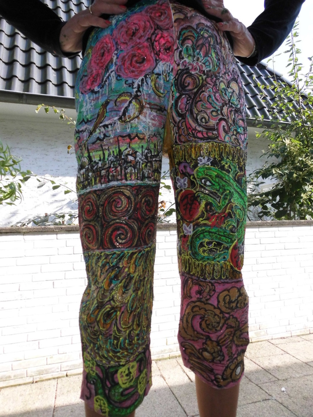 Hand Painted Jeans Trouser Size S-M. - Etsy
