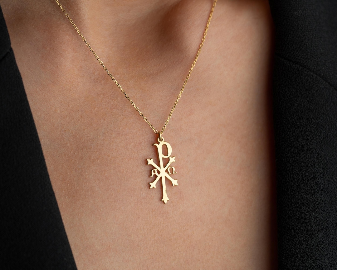 Chi Rho Cross Necklace, Christian Men Cross Necklace, Christian Jewelry ...