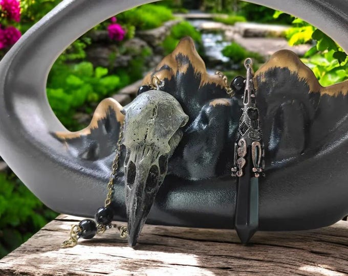 Black Pendulum With Raven Crab, Divination Pendulum, Dowsing Pendulum ...