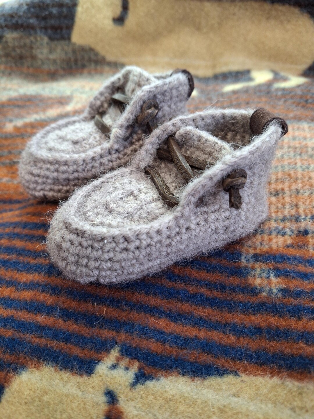 Handmade Wool Baby Slippers: Crochet Booties With Leather Sole - Etsy