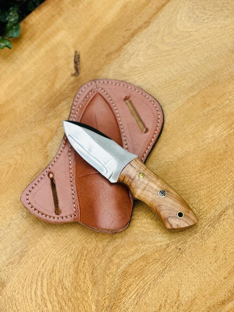 Camping Hunting Knife: Black Powder Blade, Rosewood Handle - Etsy