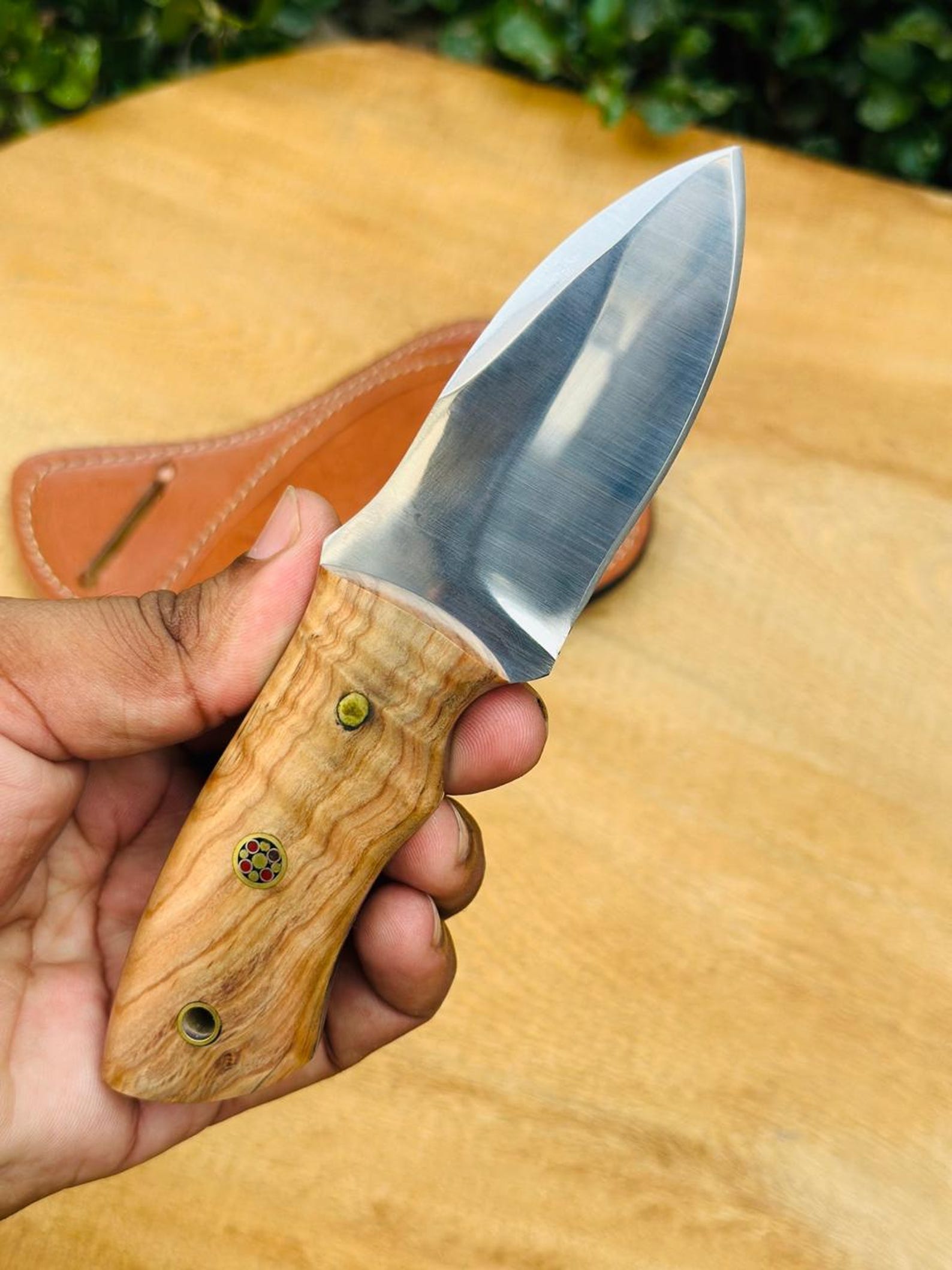 Camping Hunting Knife: Black Powder Blade, Rosewood Handle - Etsy
