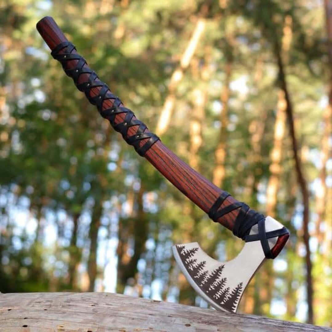 Hand Forged Viking Axe - Art D2 Steel Beautiful Bushcraft Axes ...