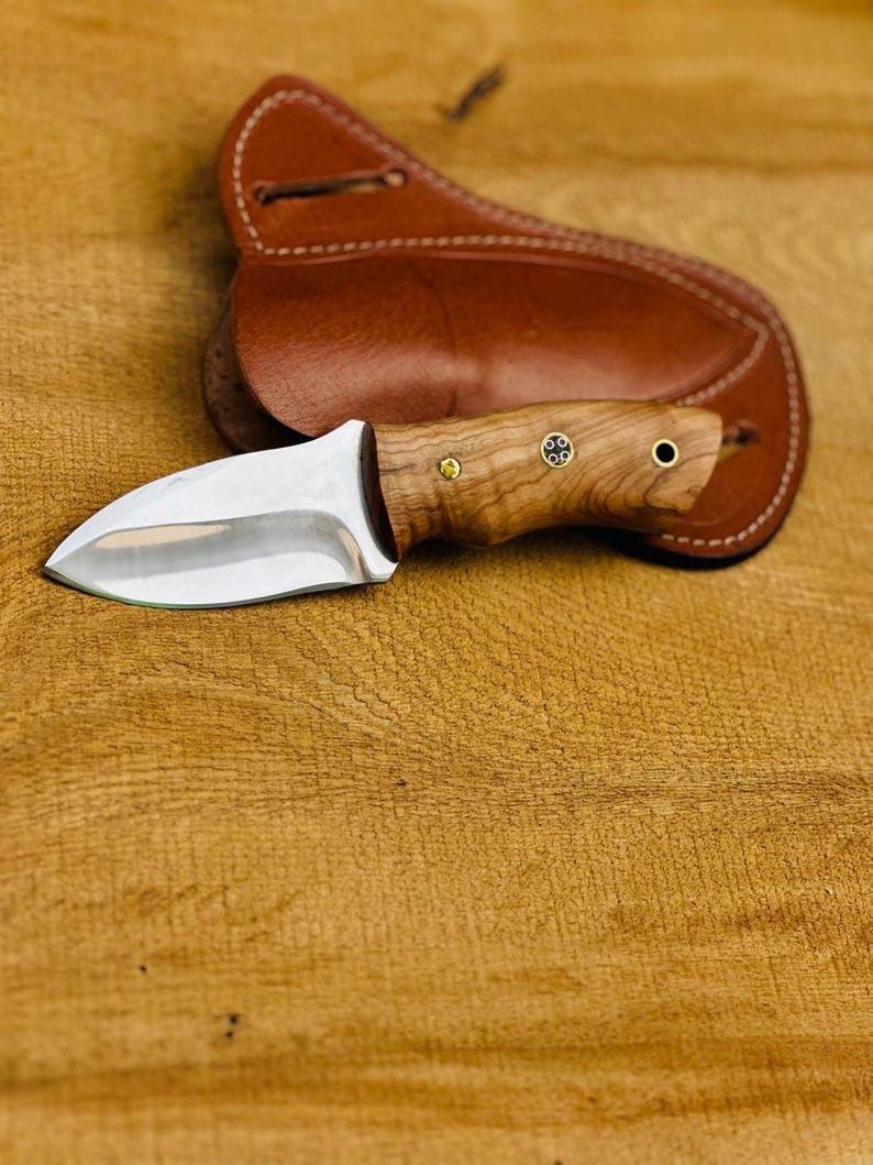 Camping Hunting Knife: Black Powder Blade, Rosewood Handle - Etsy