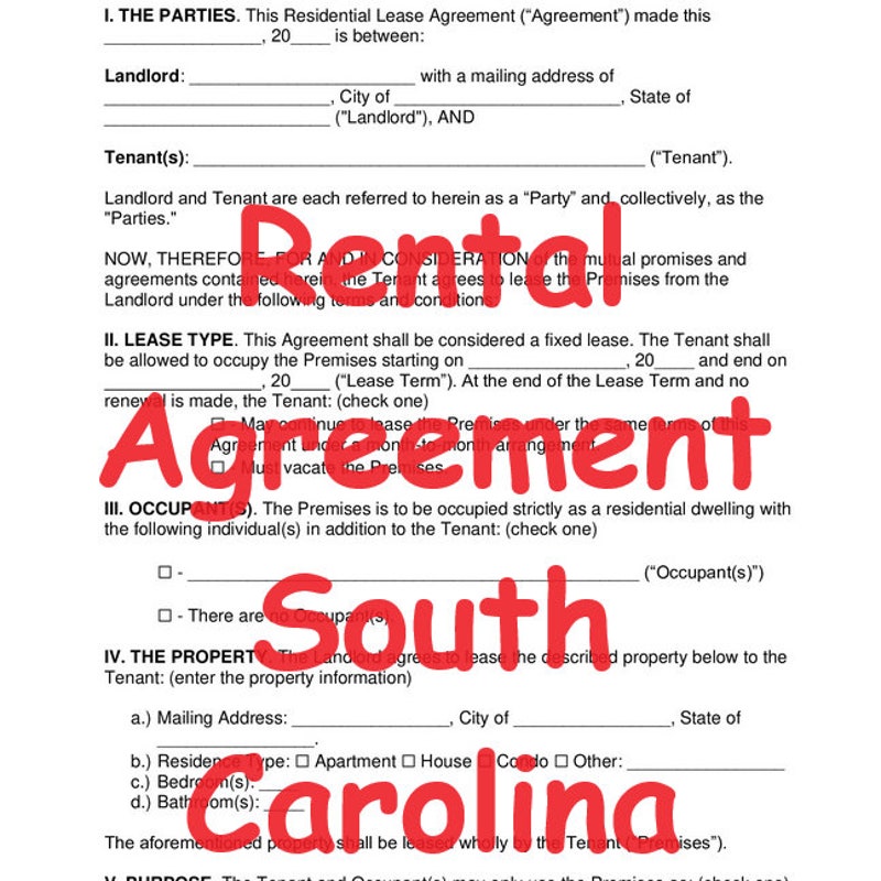 Forms for South Carolina - Etsy