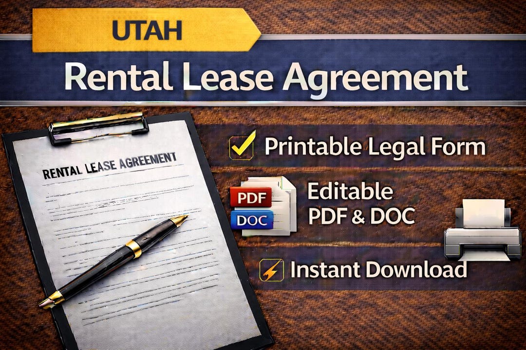 Printable Rental Lease Agreement – Utah – Editable PDF & DOC – Instant ...