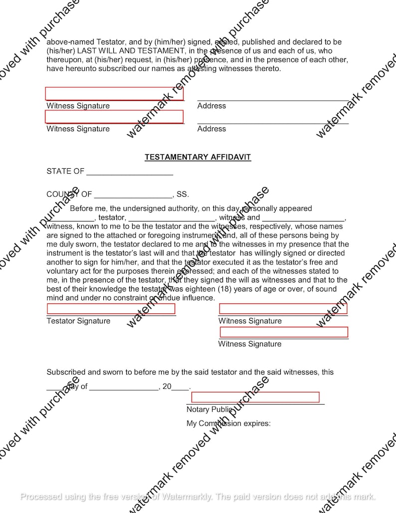 Last Will and Testament Blank Template Pdf - Etsy