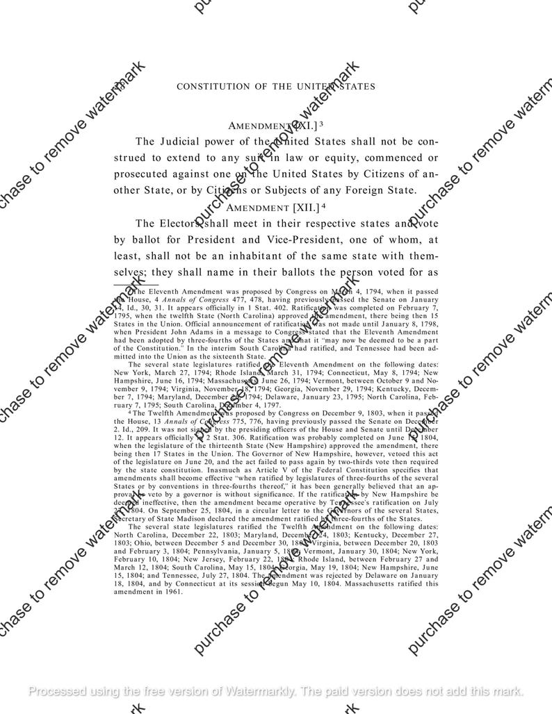 27 Amendments to the US Constitution PDF File Digital Document Download ...