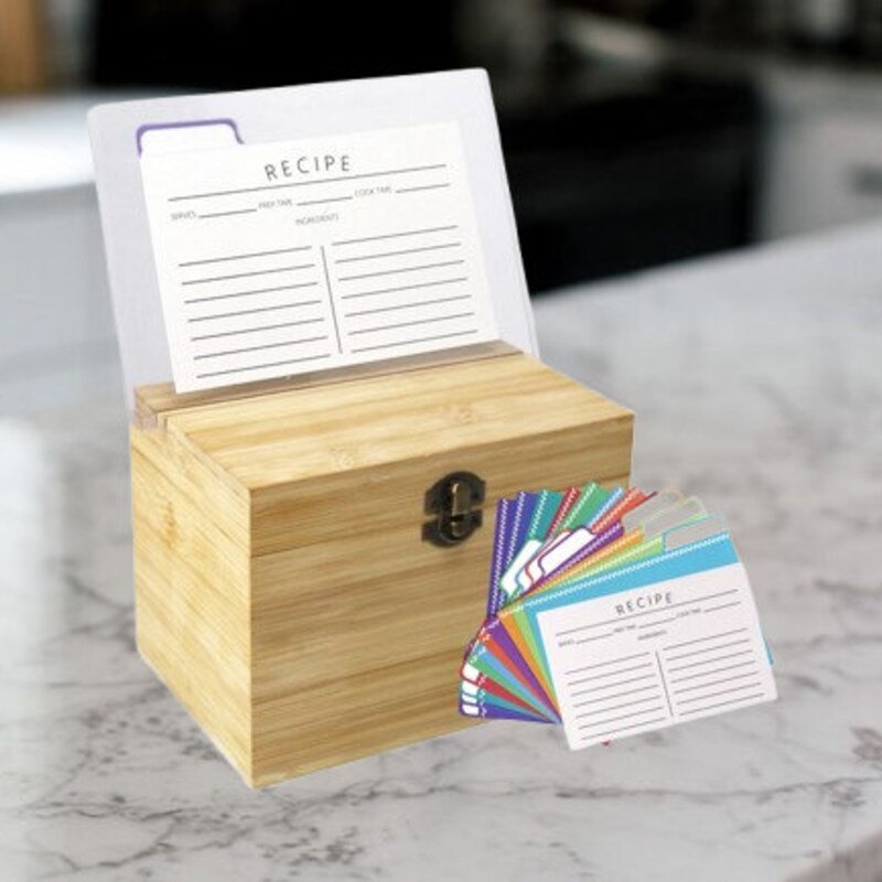 Bamboo Recipe Box - Etsy