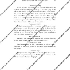 27 Amendments to the US Constitution PDF File Digital Document Download ...