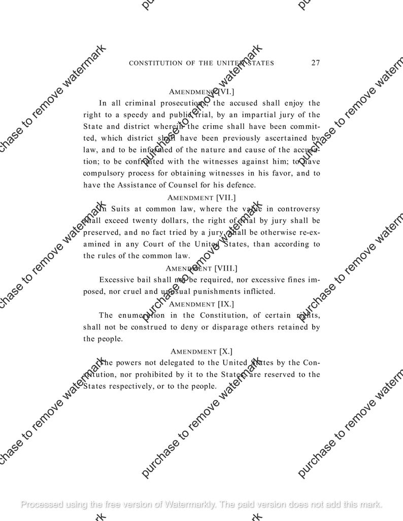 27 Amendments to the US Constitution PDF File Digital Document Download ...