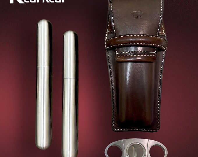 Handmade Leather Cigar Pouch Holder 2 Finger Cigar Case .fathers Day ...
