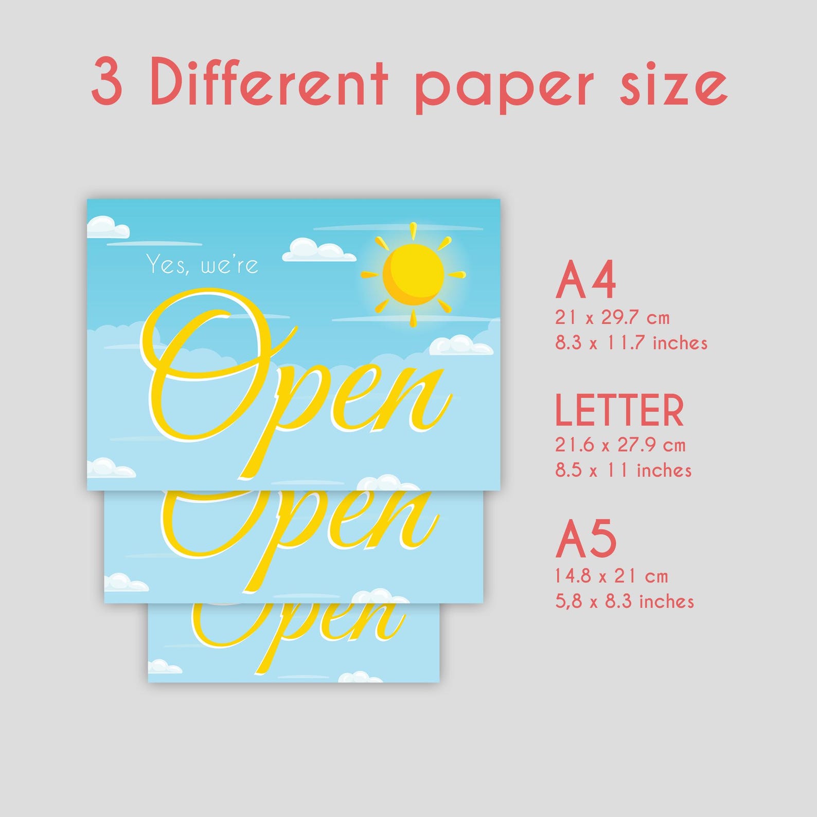 Printable Open and Closed Signs Set for Business. A4, A5, Letter Paper ...