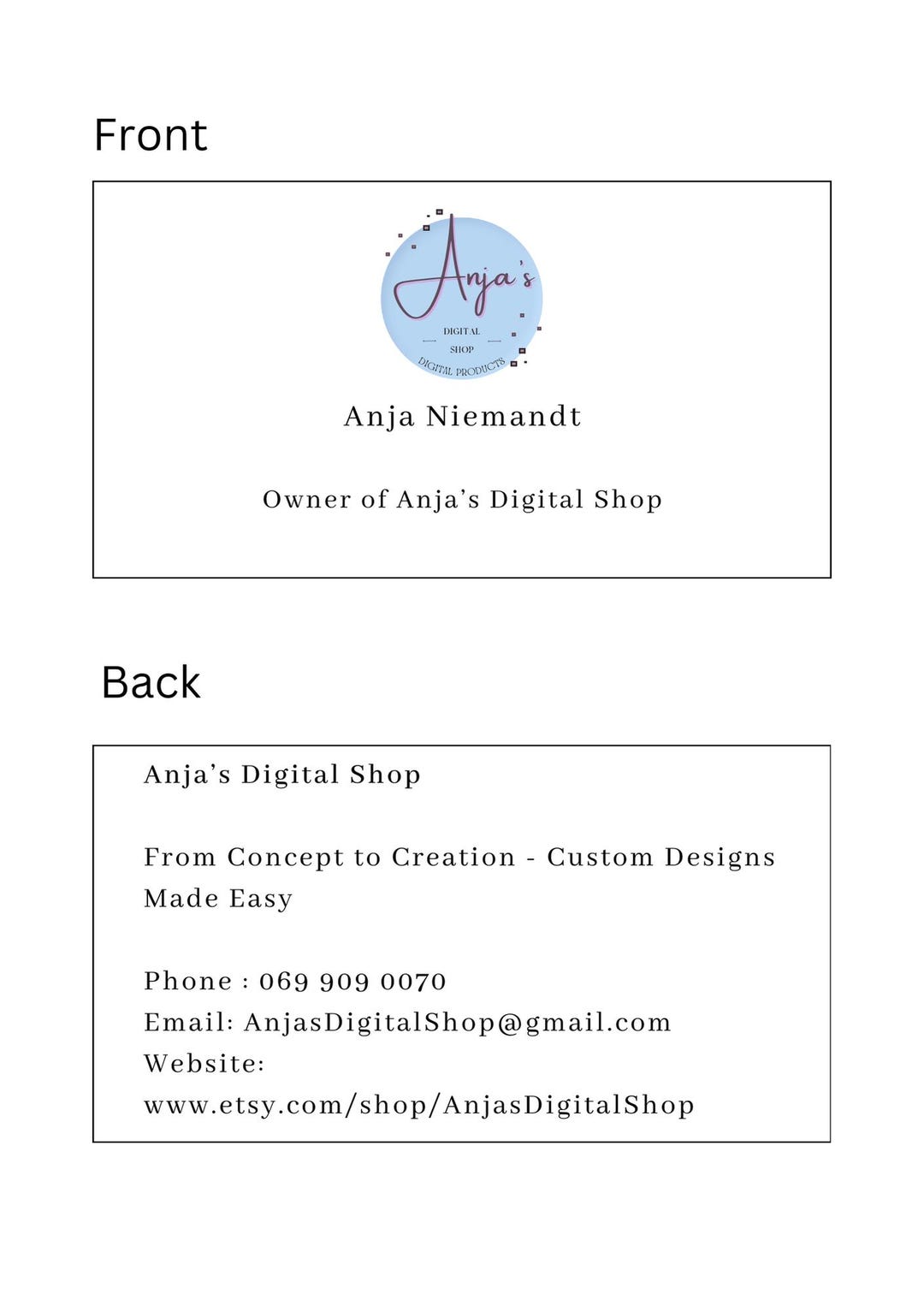 Custom Business Card Design - Etsy