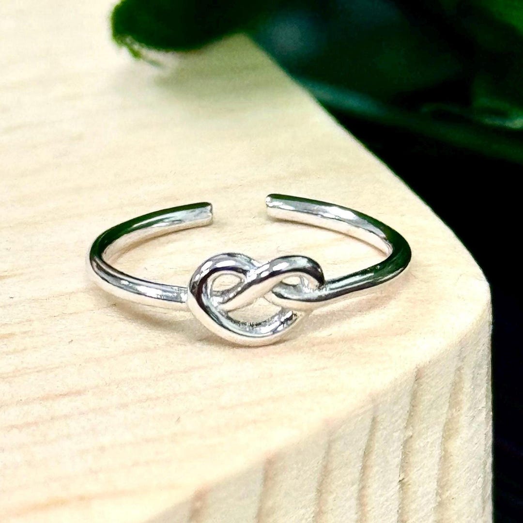 Sterling Silver 925 Heart Infinity Knot Toe Ring • Pretzel • Eternal Knot Adjustable • Summer ...