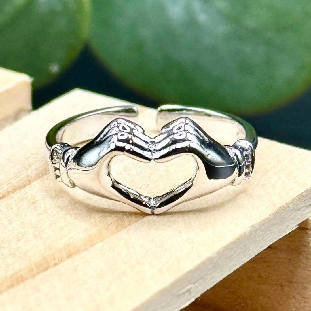 Sterling Silver 925 Heart Hands Toe Ring • Love Gift for Her Minimalist ...