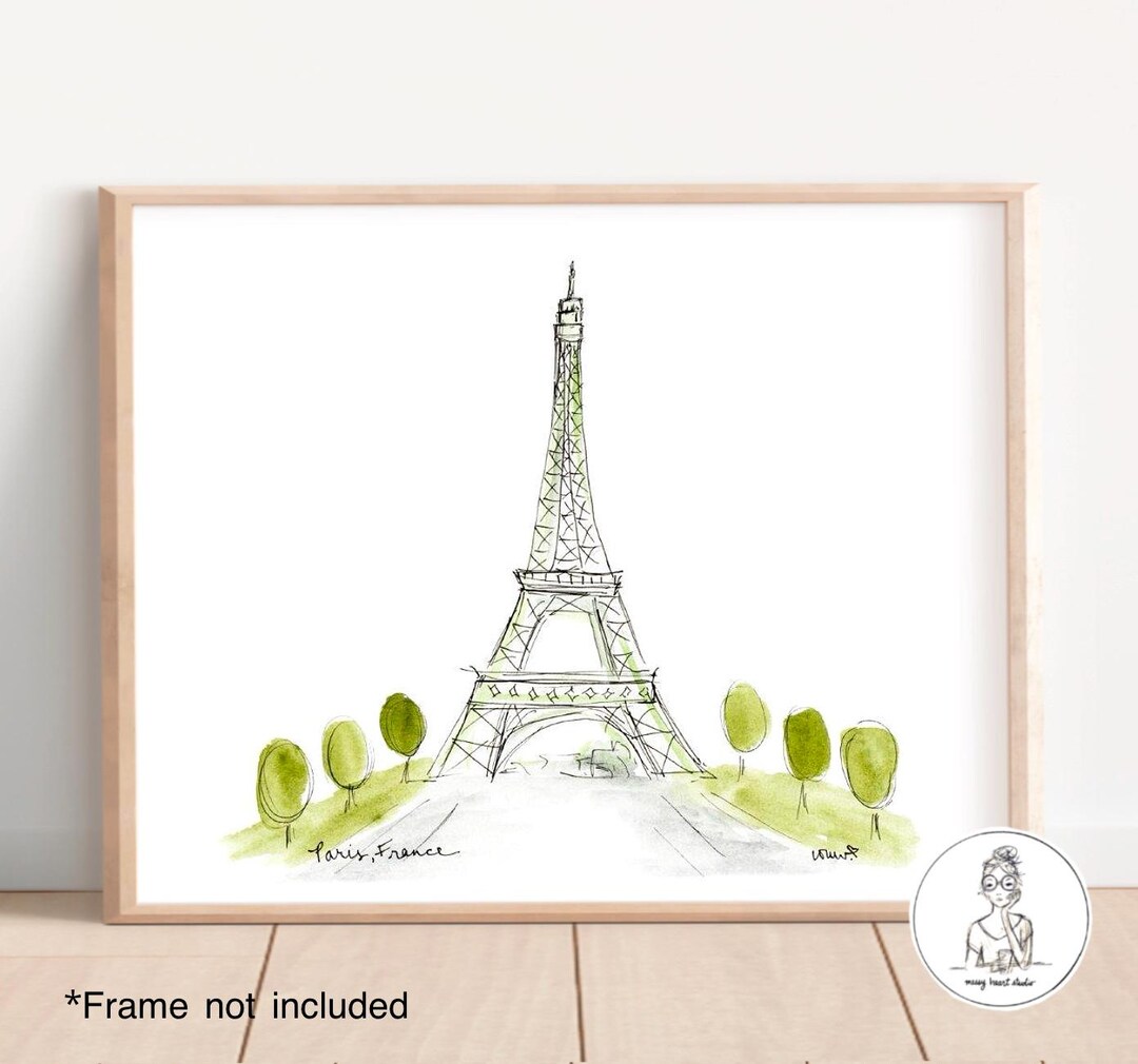 Eiffel Tower - Paris, France. Watercolor & Ink Print, Personalized Paris Gift, Archival. 8x10 ...