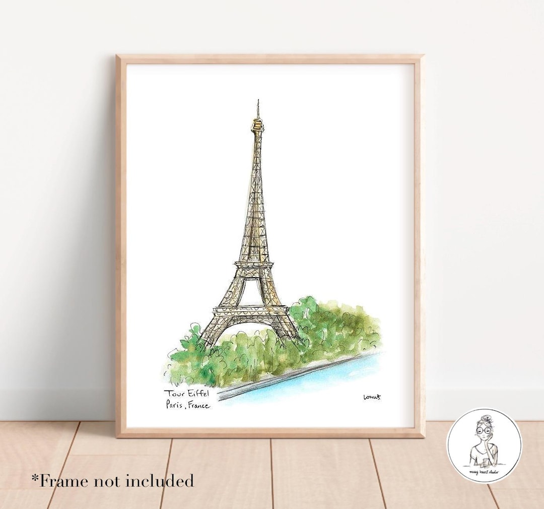 Eiffel Tower, Paris, France. Gallery Wall Collection, Watercolor & Ink Illustration, Archival ...