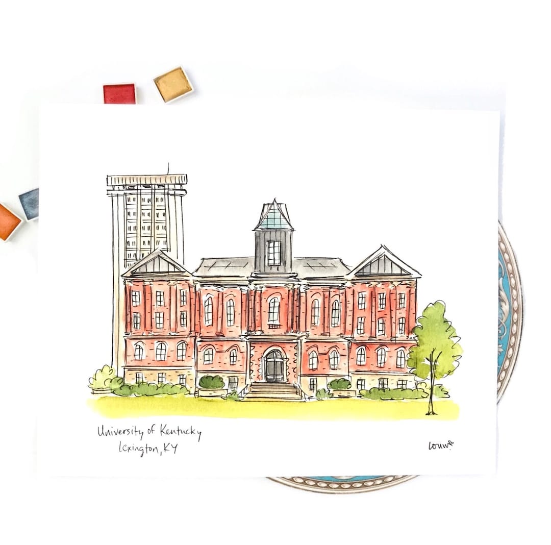 University of Kentucky Art Print, Campus Illustration, Watercolor Art ...