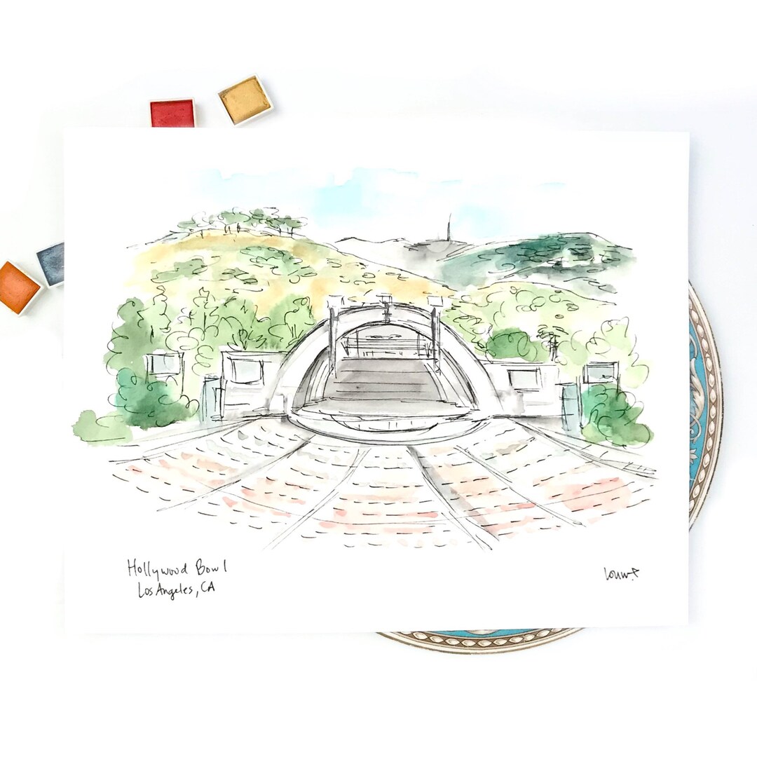 Hollywood Bowl Los Angeles Amphitheater Watercolor - Etsy