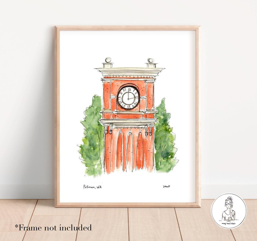 Pullman, WA - Campus Art. Watercolor and Ink, Gallery Wall, Graduation ...