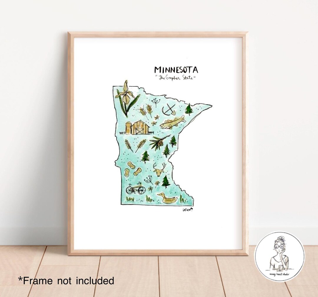 Minnesota State Art Print, Personalized With Your Favorite Town, Moving ...