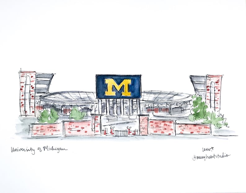 University of Michigan Stadium Artwork Print College - Etsy